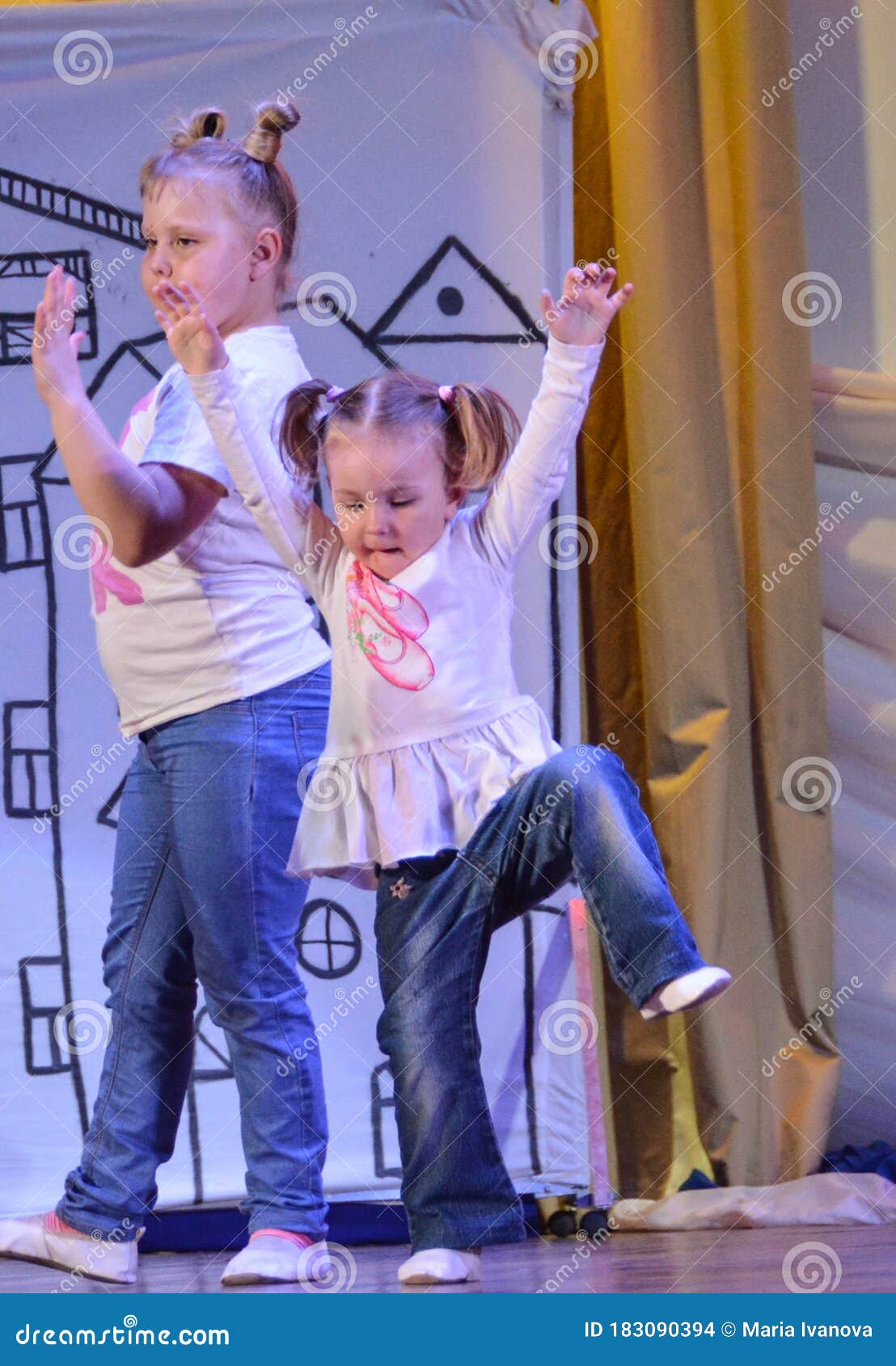 Children Perform a Dance on Stage at a Festive Concert. Stock Photo ...