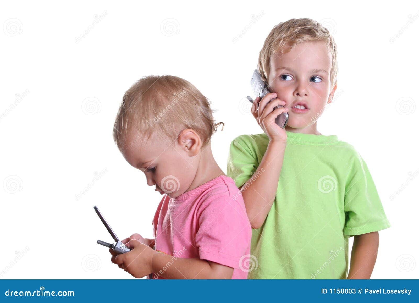 Children with phones 2 stock image. Image of little, glad - 1150003