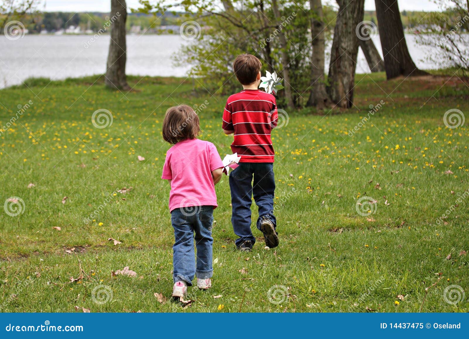 Children with Pinwheels stock image. Image of discovery - 14437475