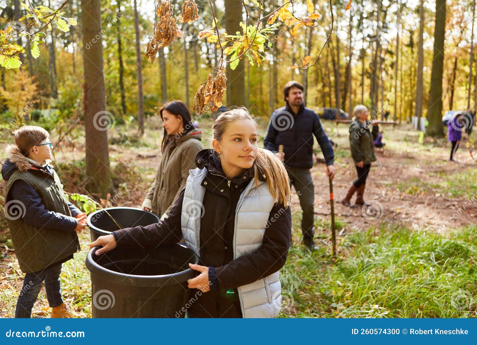 Children with Planters Help with a Reforestation in the Forest Stock ...