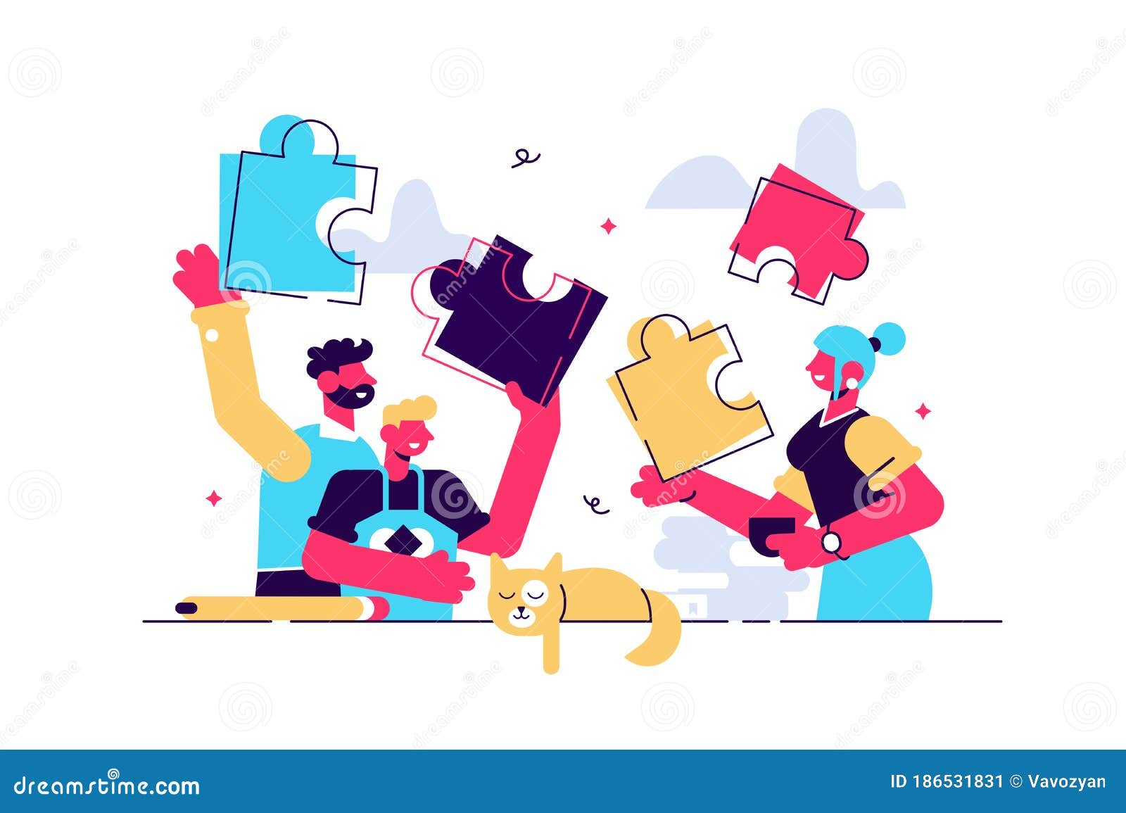 Family Play Vector Illustration. Tiny Togetherness Stock Vector ...
