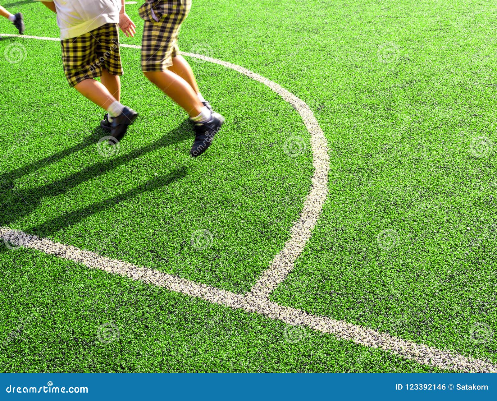 Children Play on Artificial Turf of the School Stock Photo - Image of ...