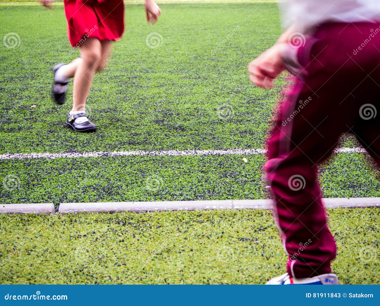 Children Play on the Artificial Turf Stock Image - Image of playground ...