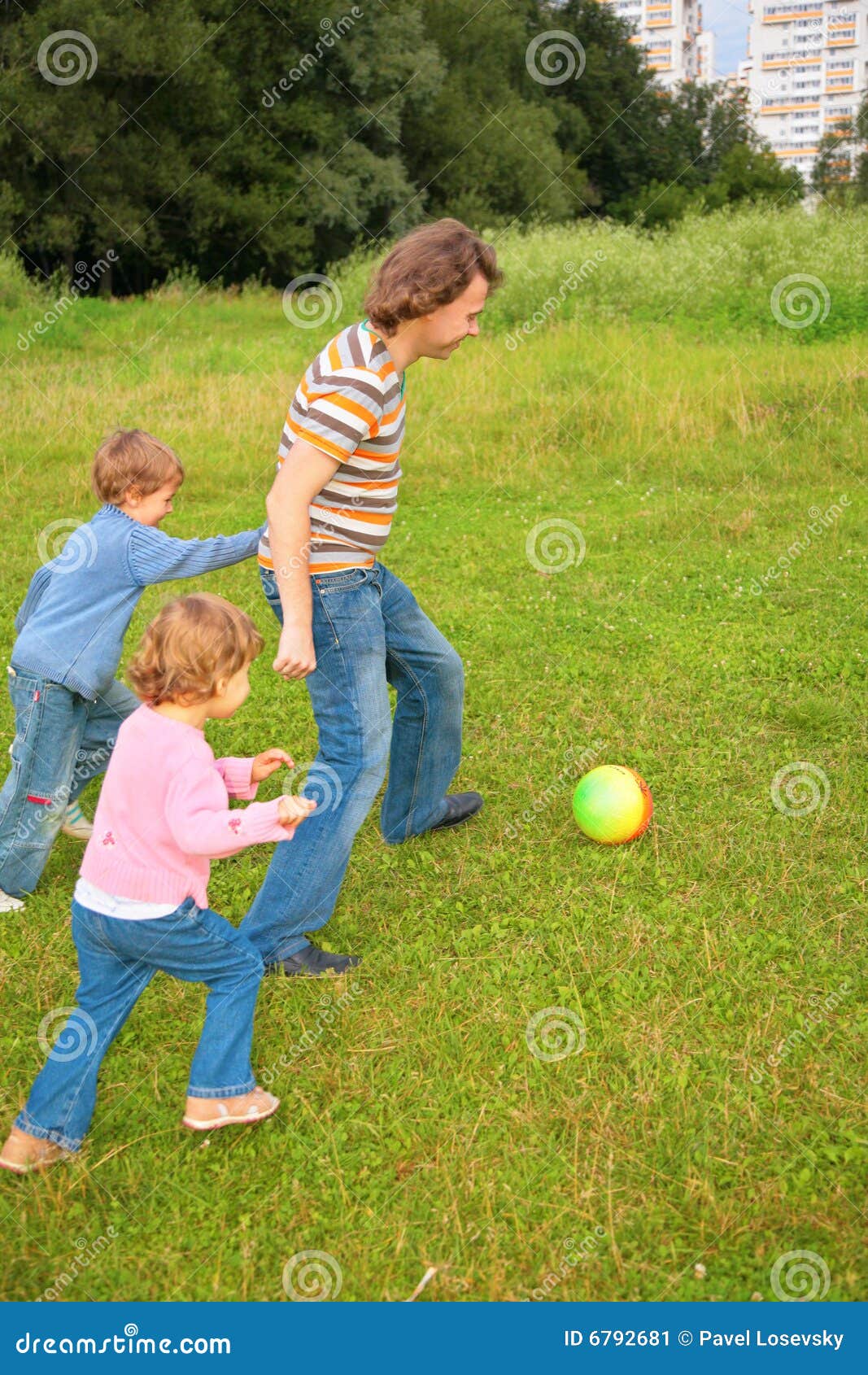 Children Play Ball With Father Royalty-Free Stock Photo | CartoonDealer ...