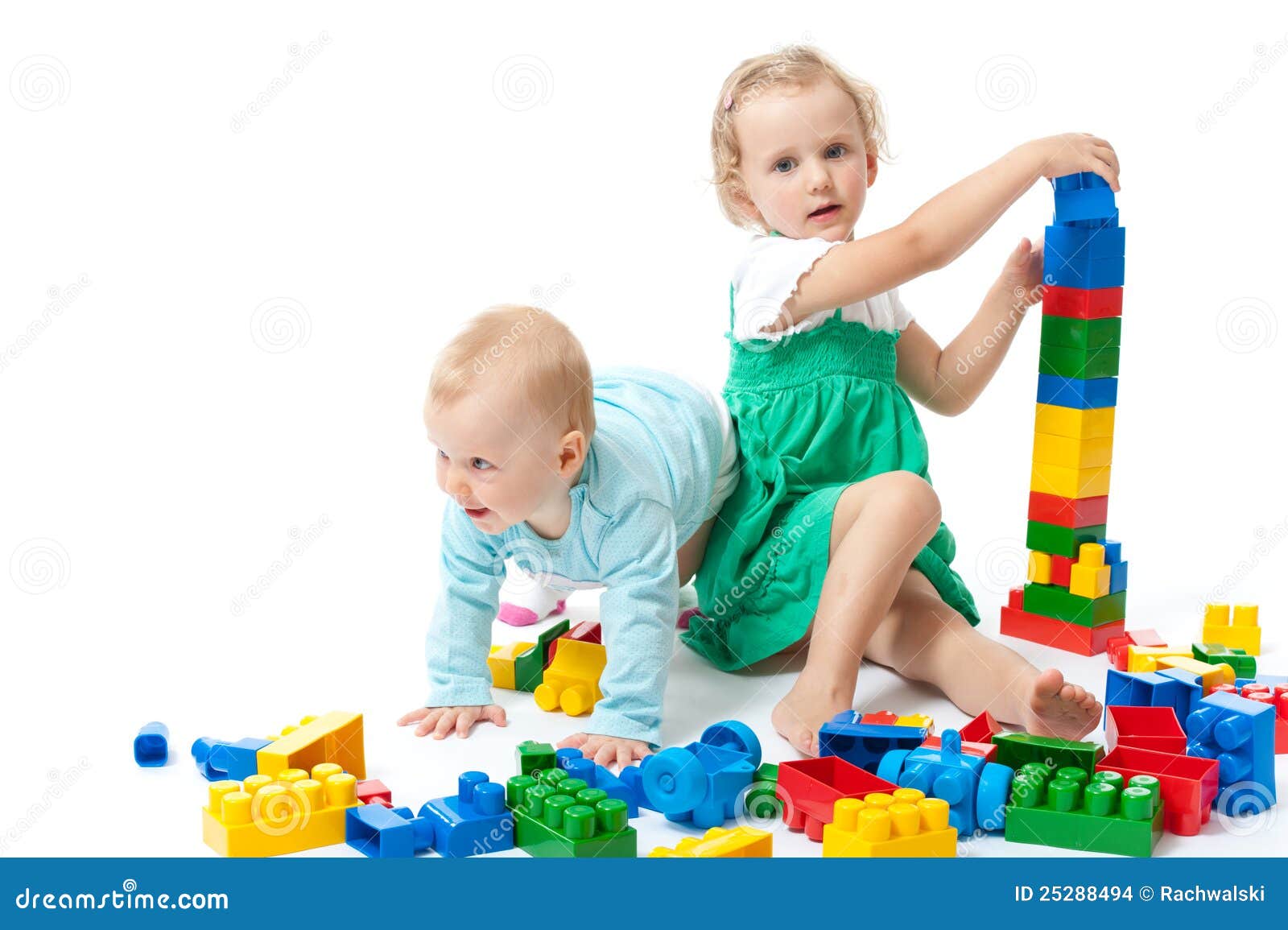 Children Play with Blocks in Studio Stock Photo - Image of blocks, play ...
