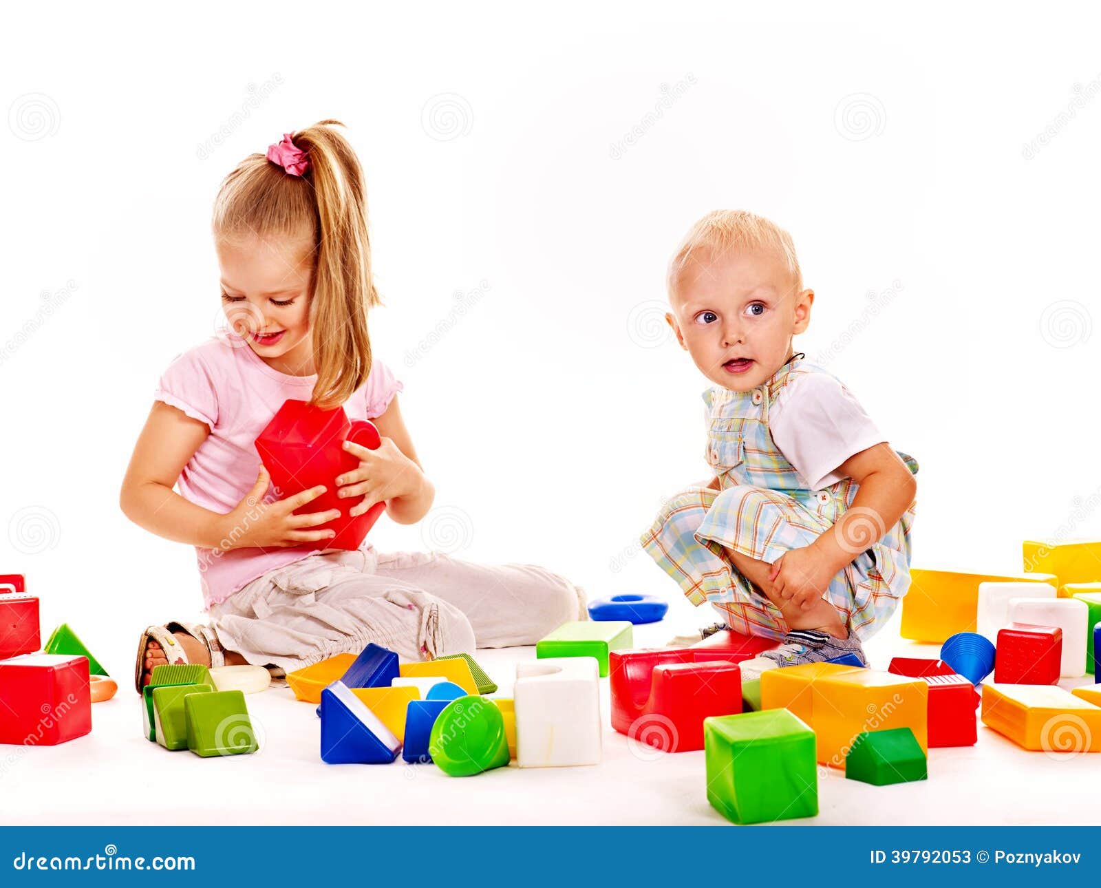 Children Play Building Blocks. Stock Image - Image of cube, child: 39792053
