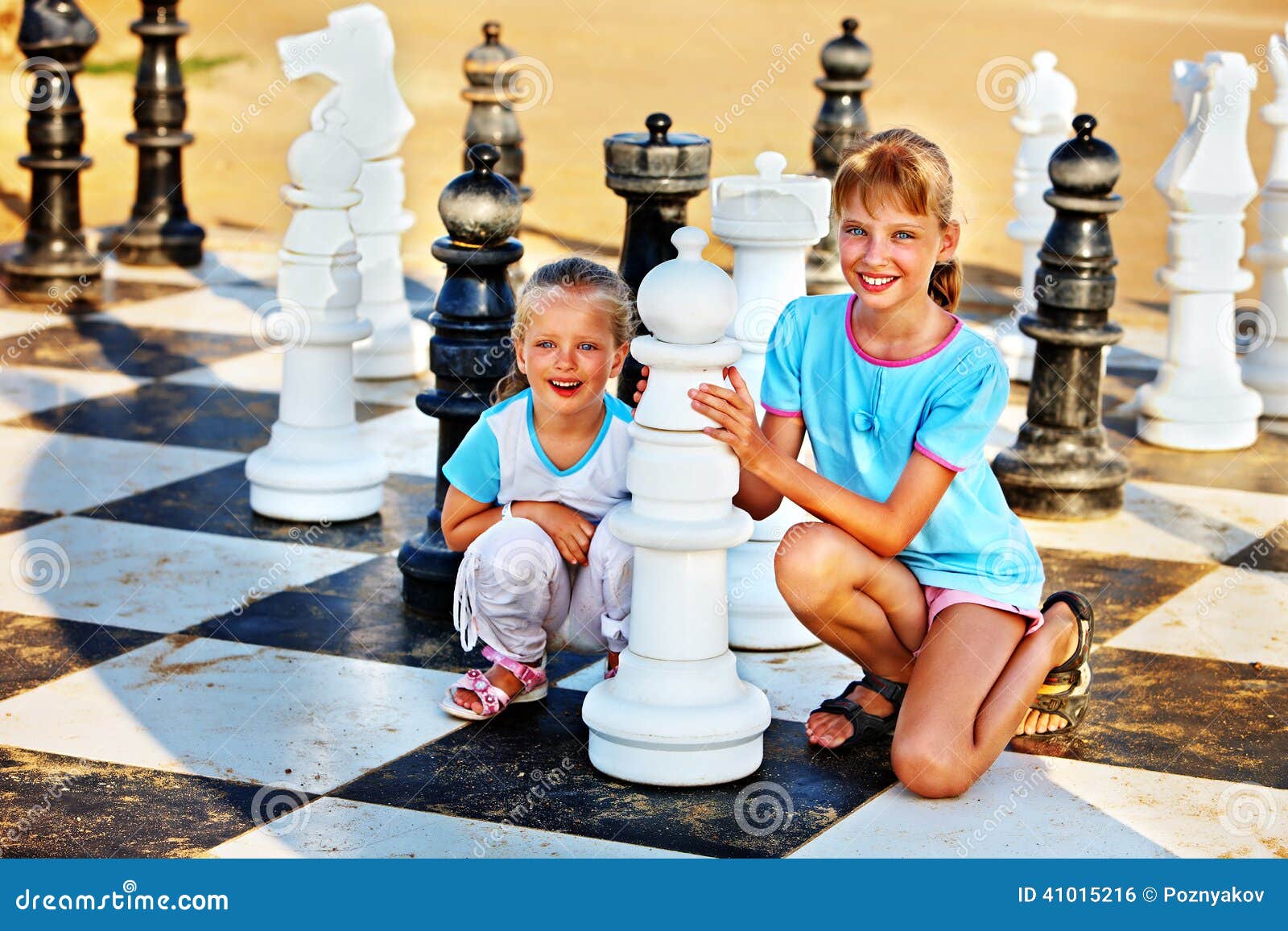 Children Play Chess Outdoor. Stock Photo - Image of park, people: 41015216