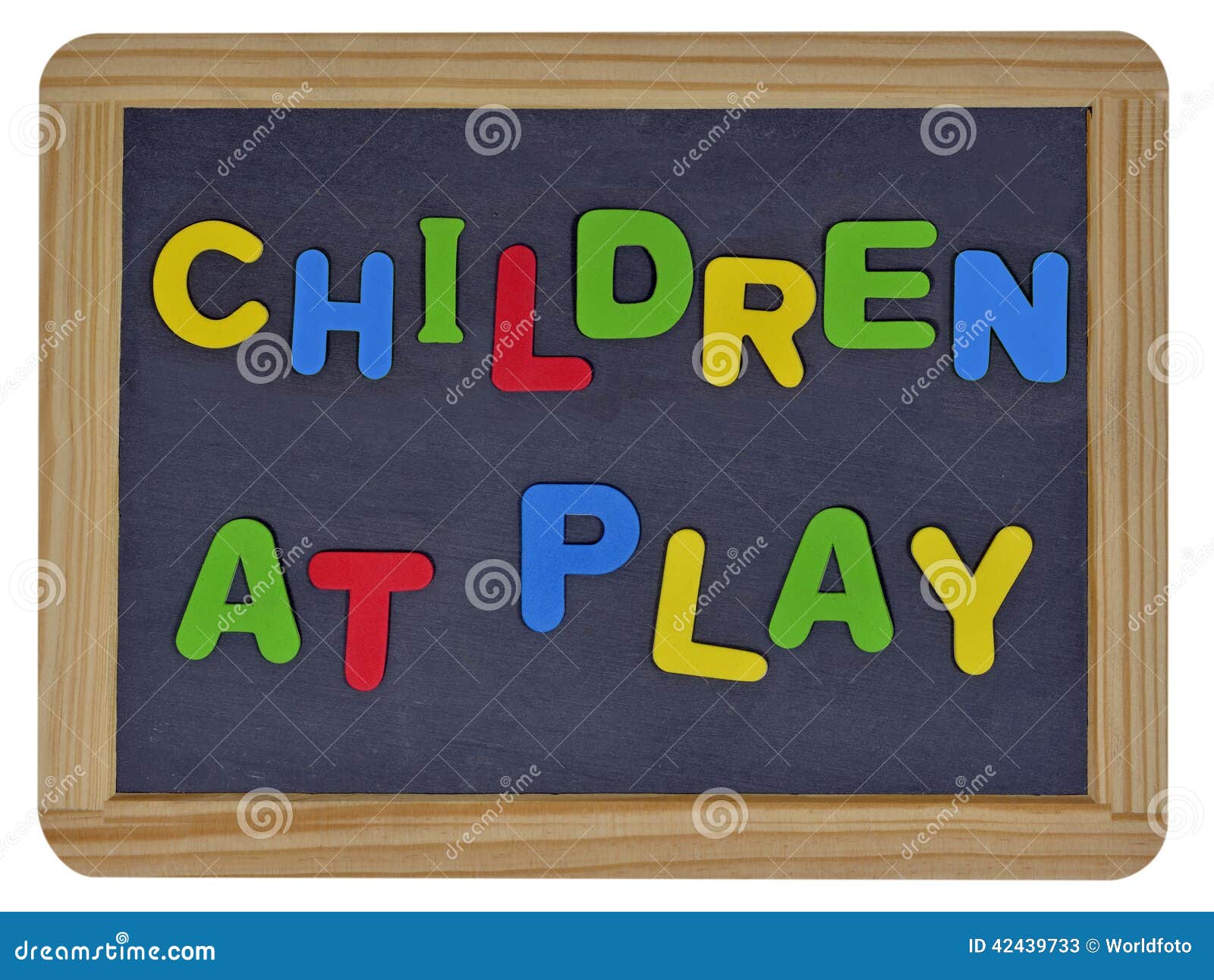 Children at Play in Colored Letters on Slate Stock Image - Image of ...