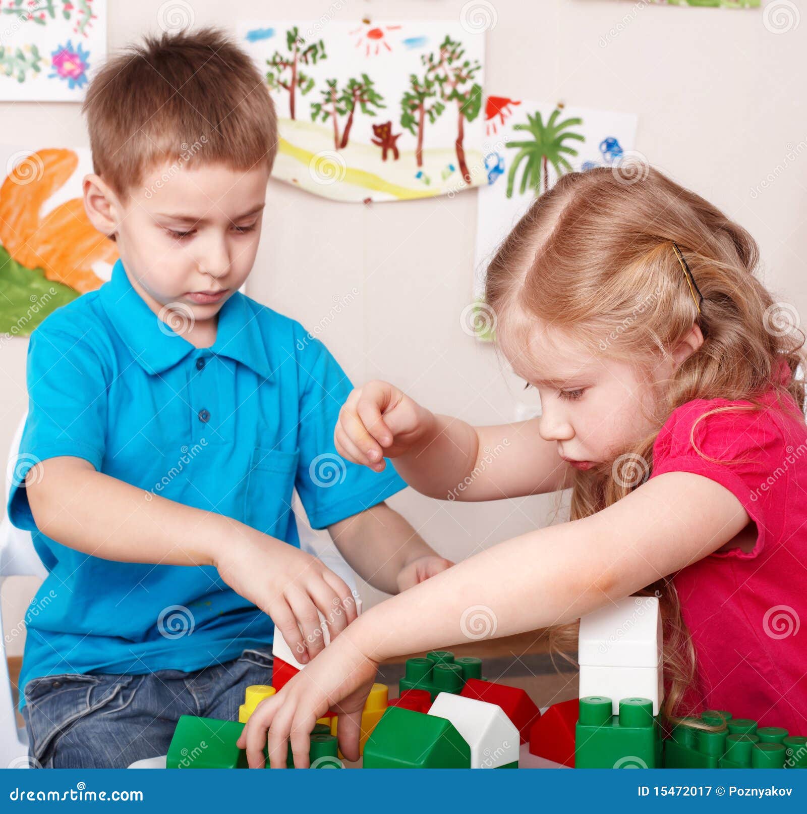 Children Play Construction Set . Stock Image - Image of childcare, club ...