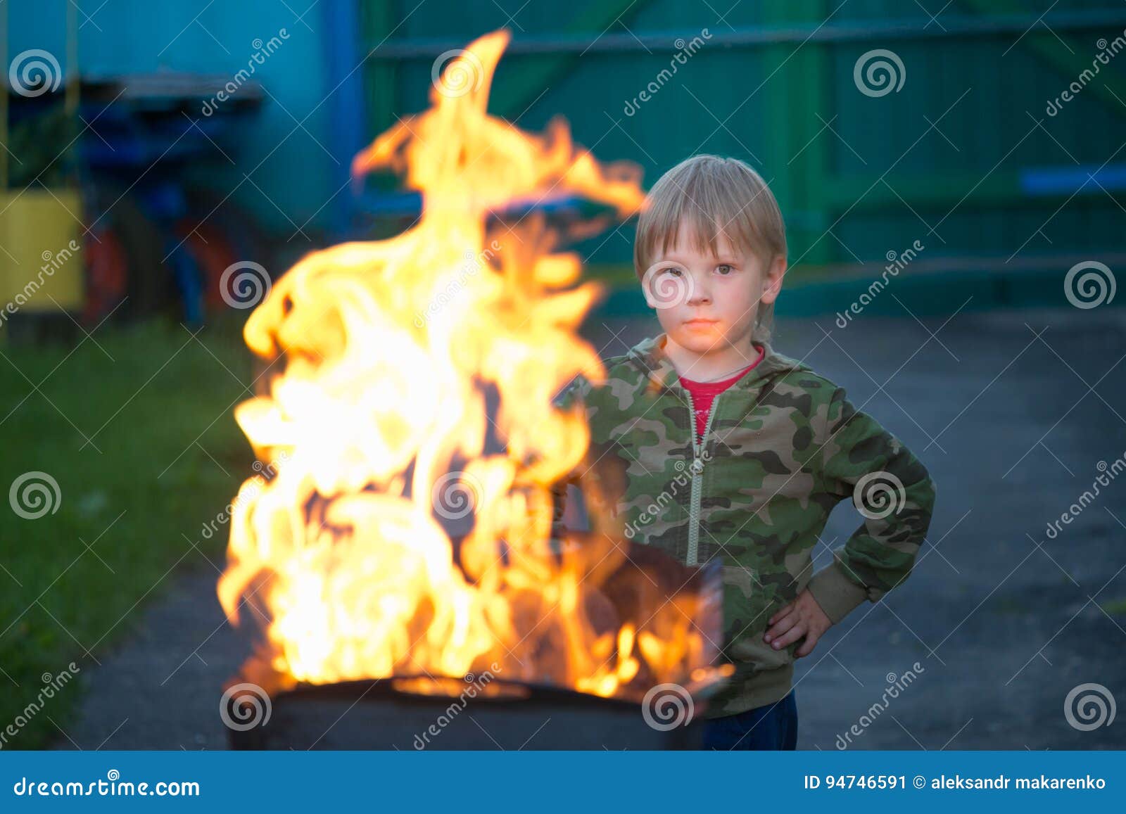 Children Play with Fire in the Grill Stock Image - Image of nature ...