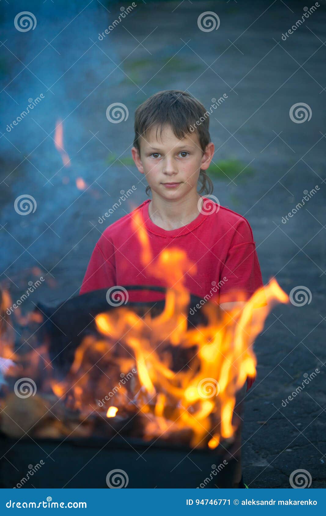 Children Play with Fire in the Grill Stock Image - Image of barbecue ...