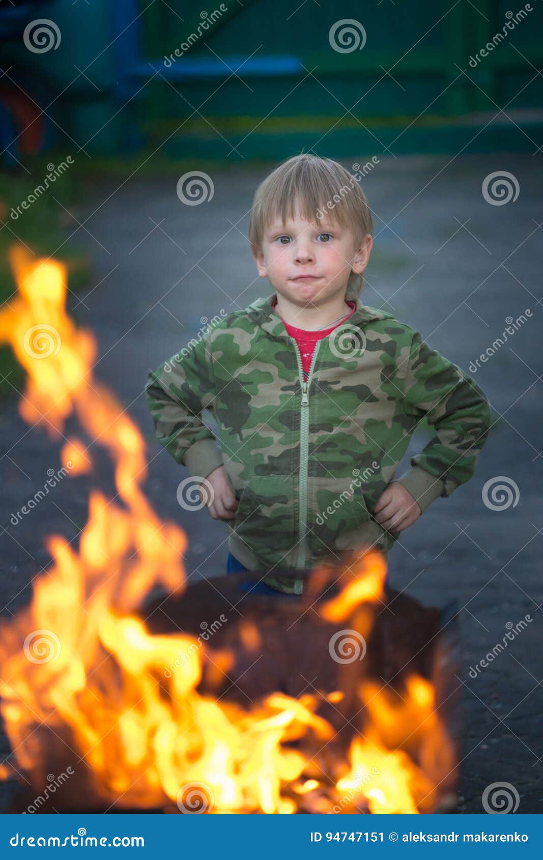 Children Play with Fire in the Grill Stock Image - Image of flame ...