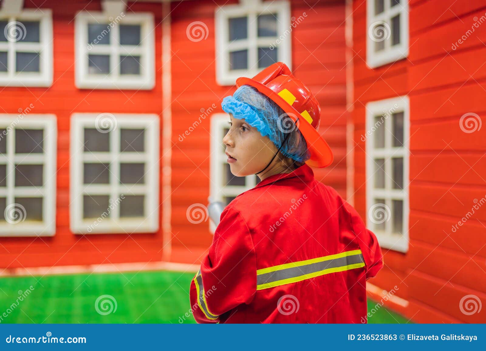 Children Play Firefighters, Extinguish a Toy Fire Stock Image - Image ...