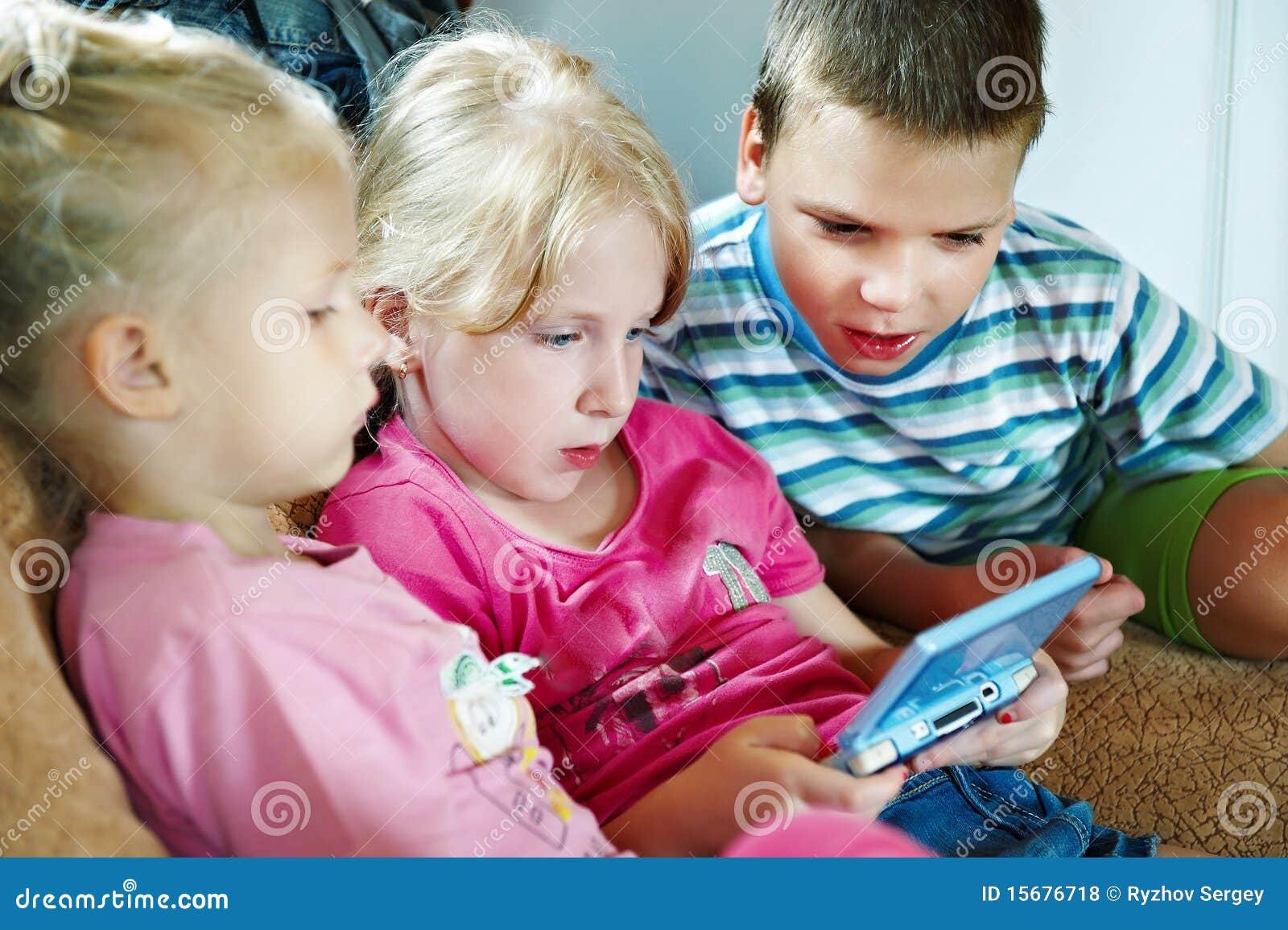 Children Play on Game Console Stock Photo - Image of plastic, family ...