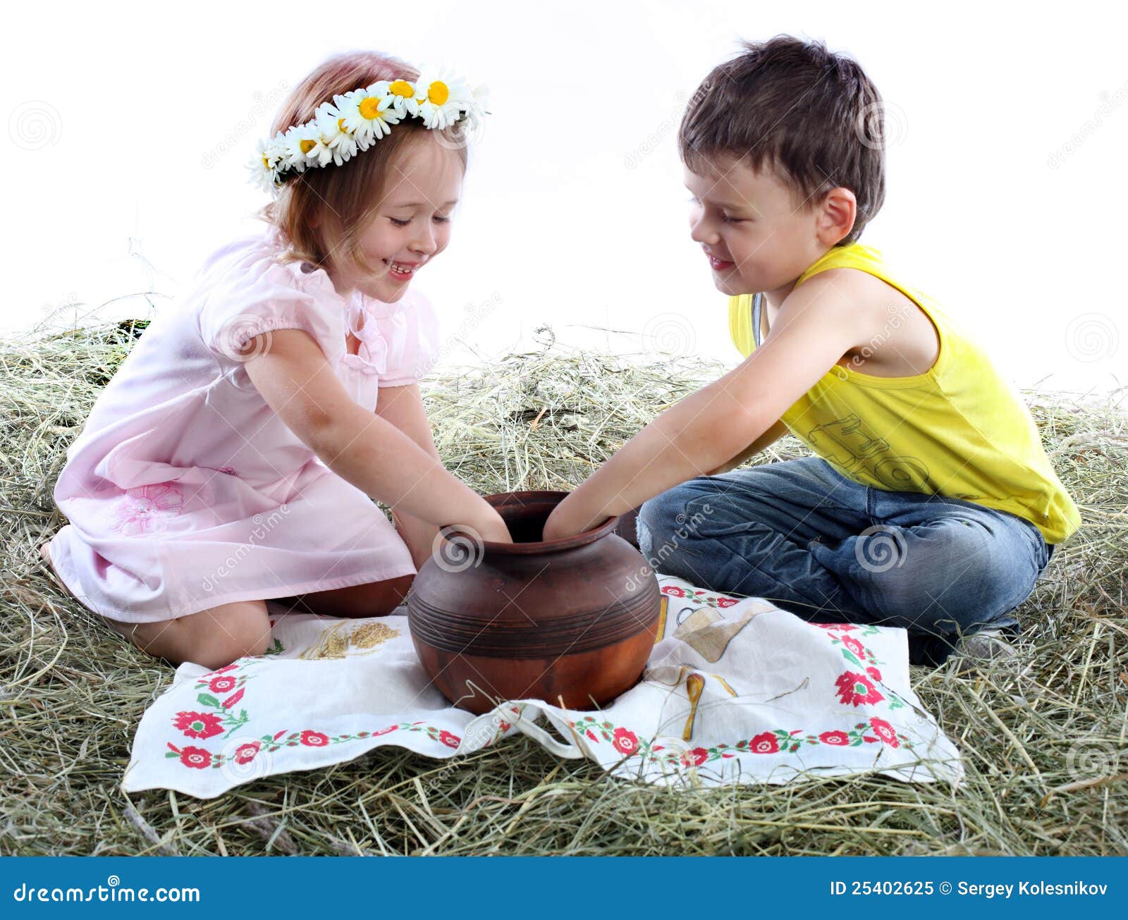Children play with a jug stock image. Image of eating - 25402625