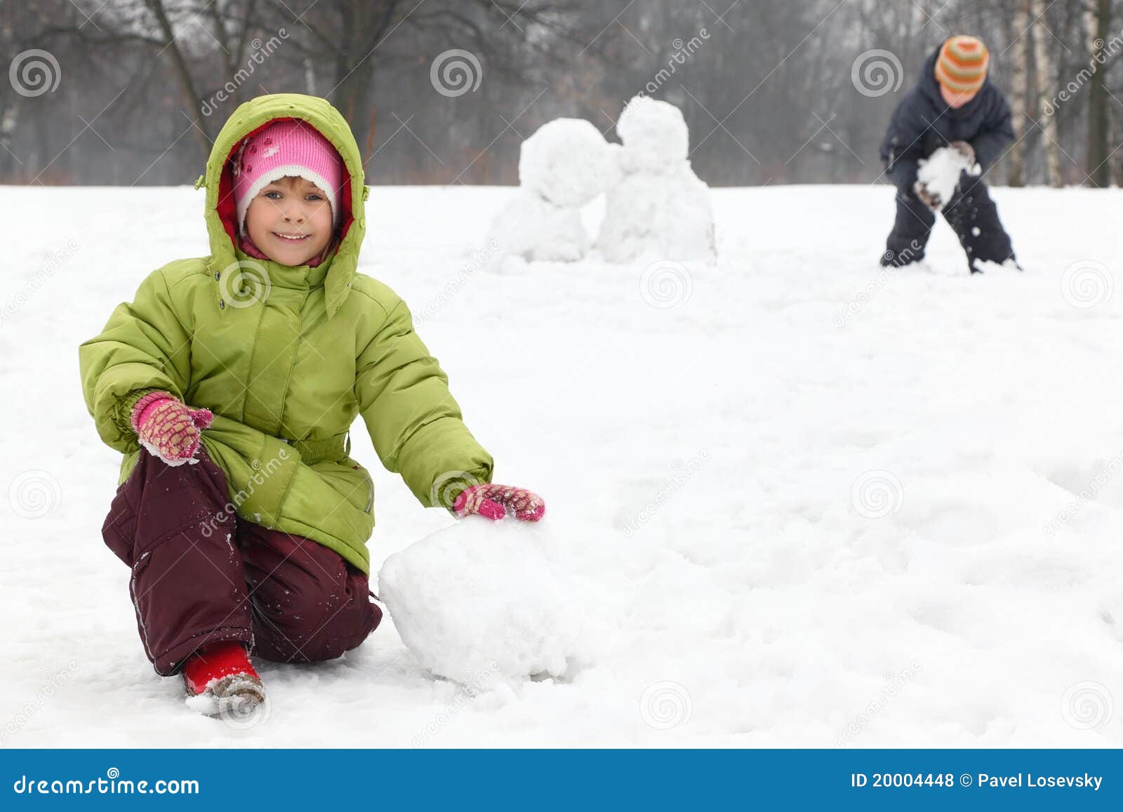 Children Play on Outdoor in Winter Stock Photo - Image of forward ...