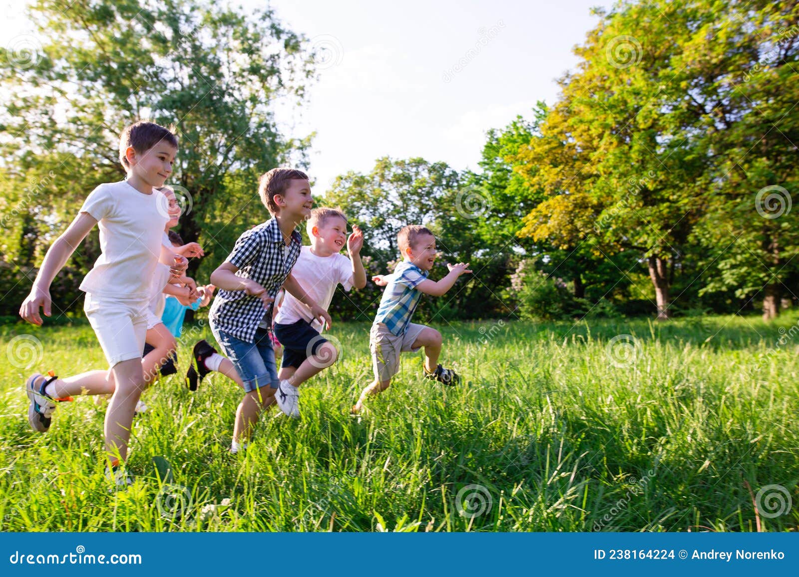 Children Play Outdoors Running and Having Fun Stock Photo - Image of ...