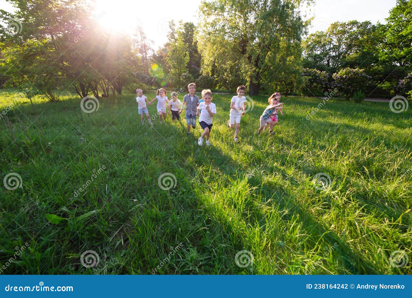 Children Play Outdoors Running and Having Fun Stock Photo - Image of ...