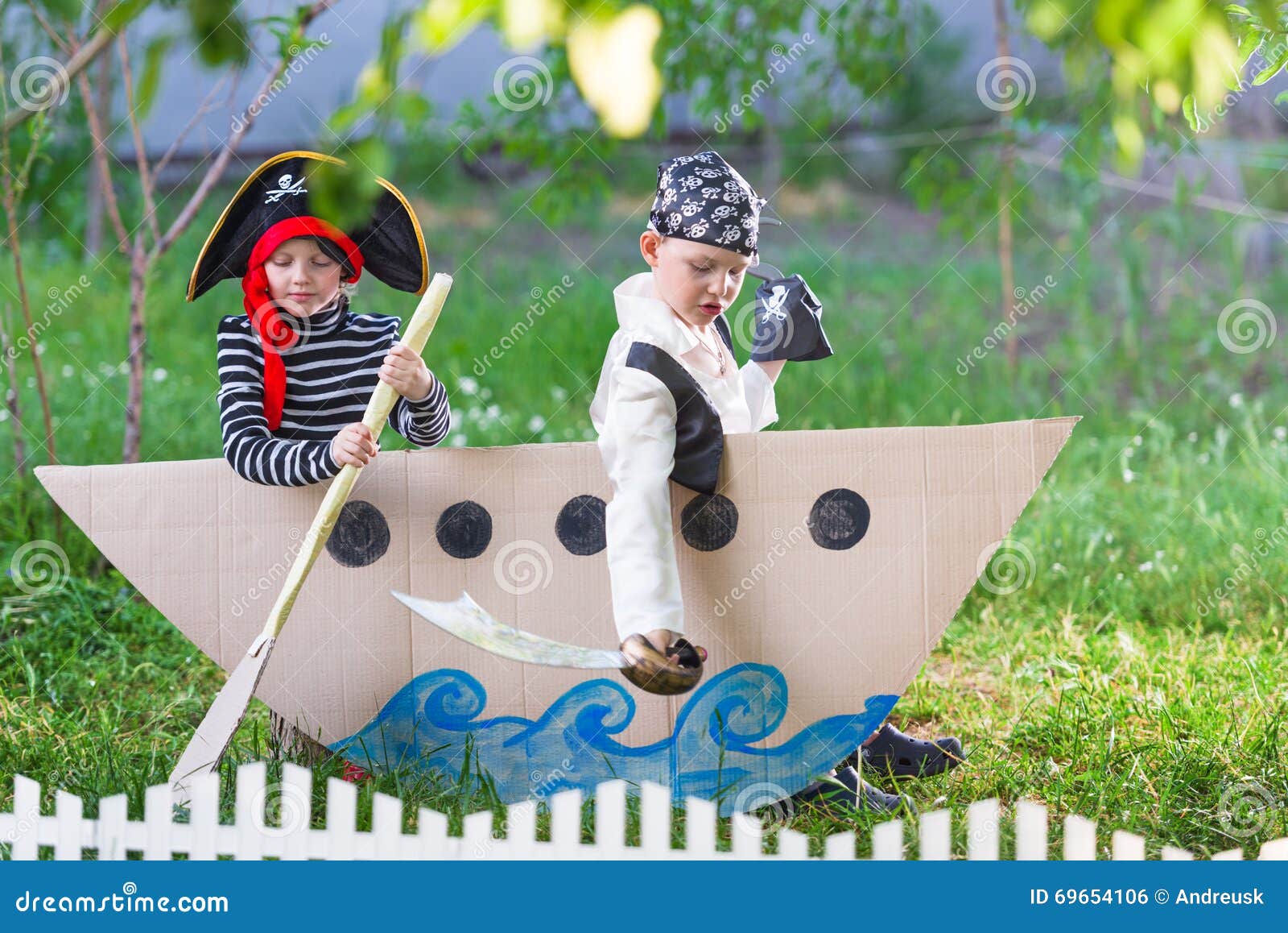 Children play pirates stock photo. Image of childhood - 69654106