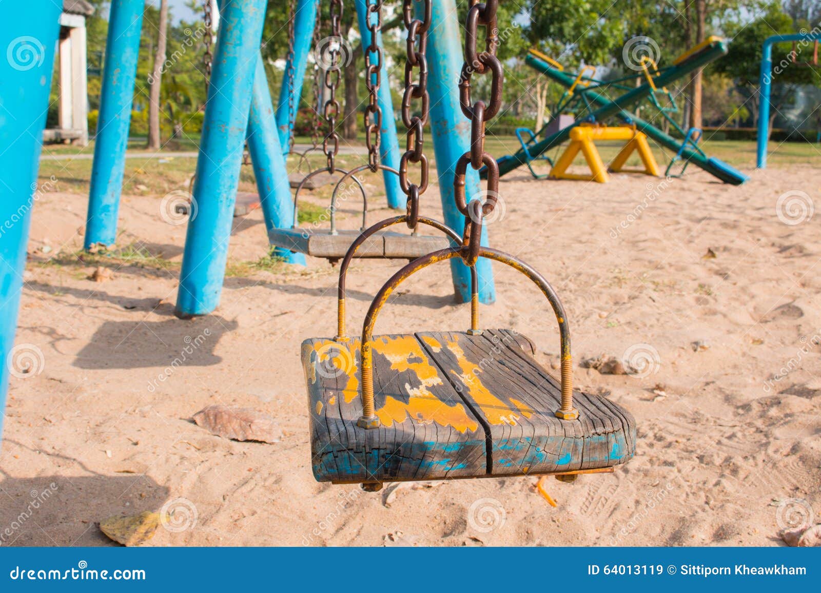 Children Play on the Playground Swings Stock Image - Image of life ...