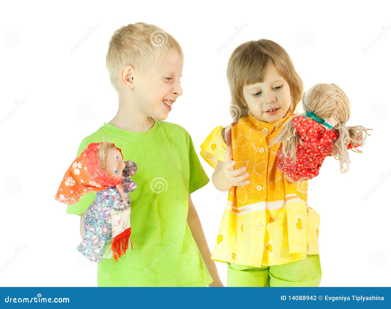 Children Play A Puppet Theatre Stock Photo - Image of girl, white: 14088942
