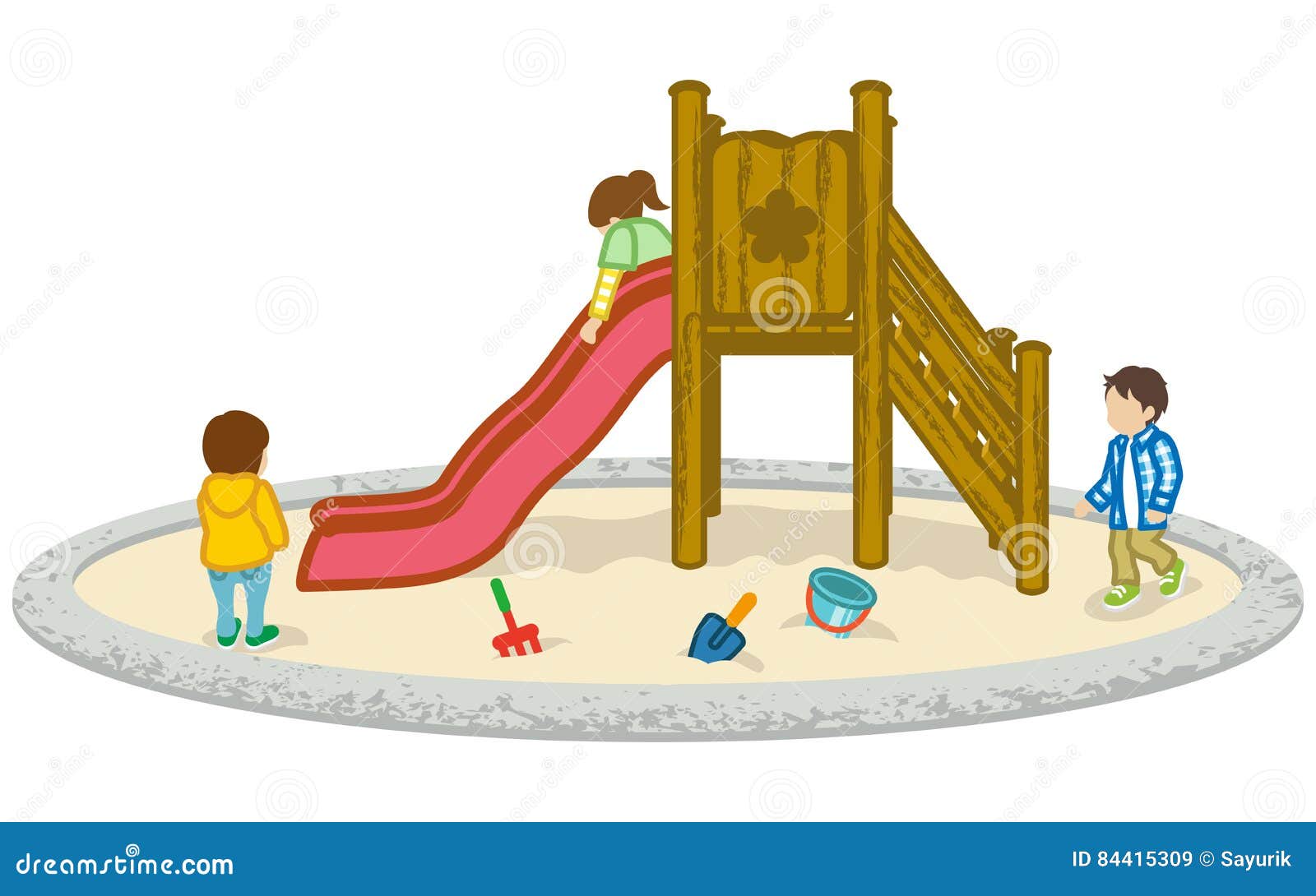 Children play on a slide stock vector. Illustration of friendship ...