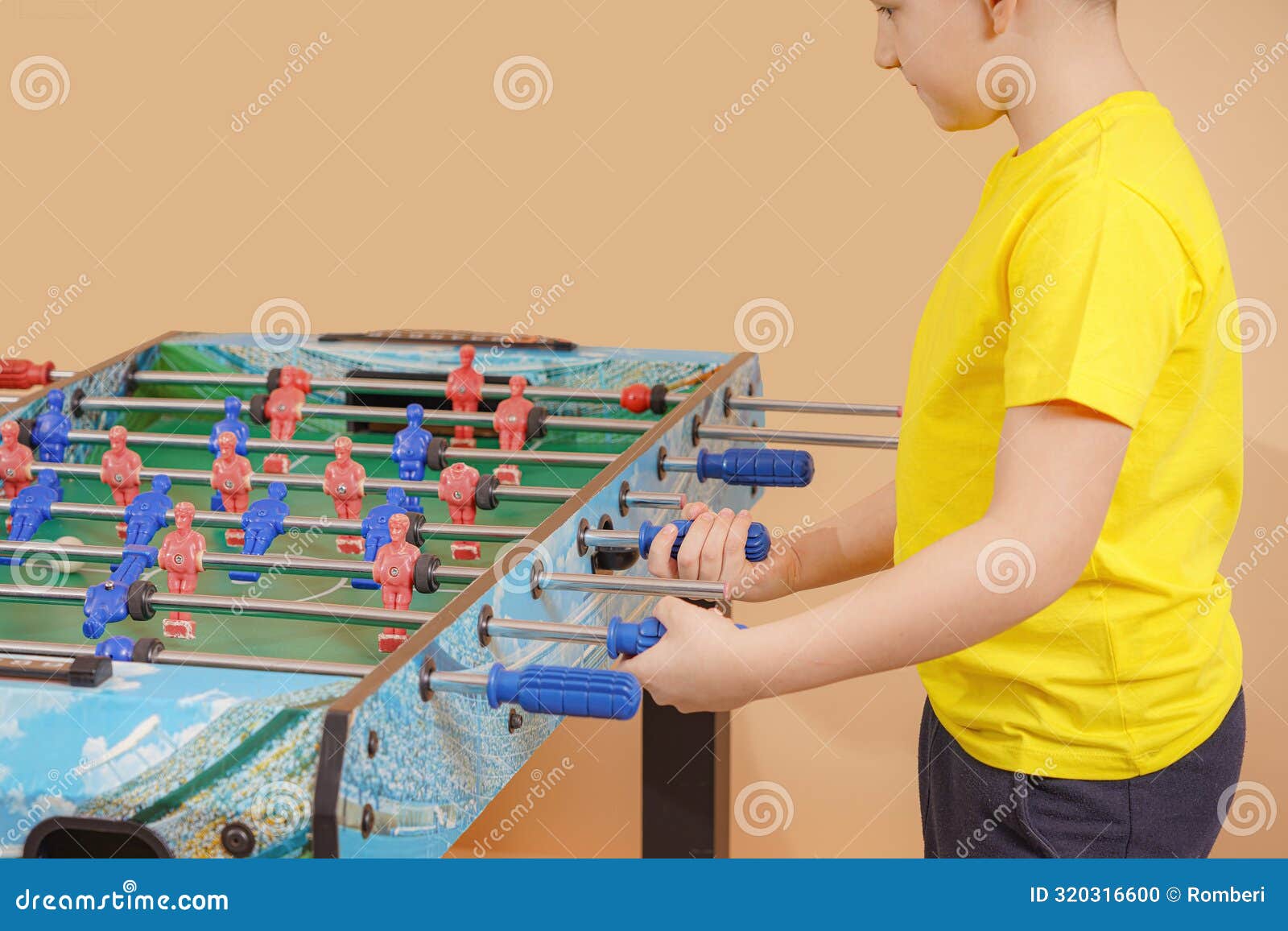 Children Play Table Football Stock Photo - Image of family, cheerful ...