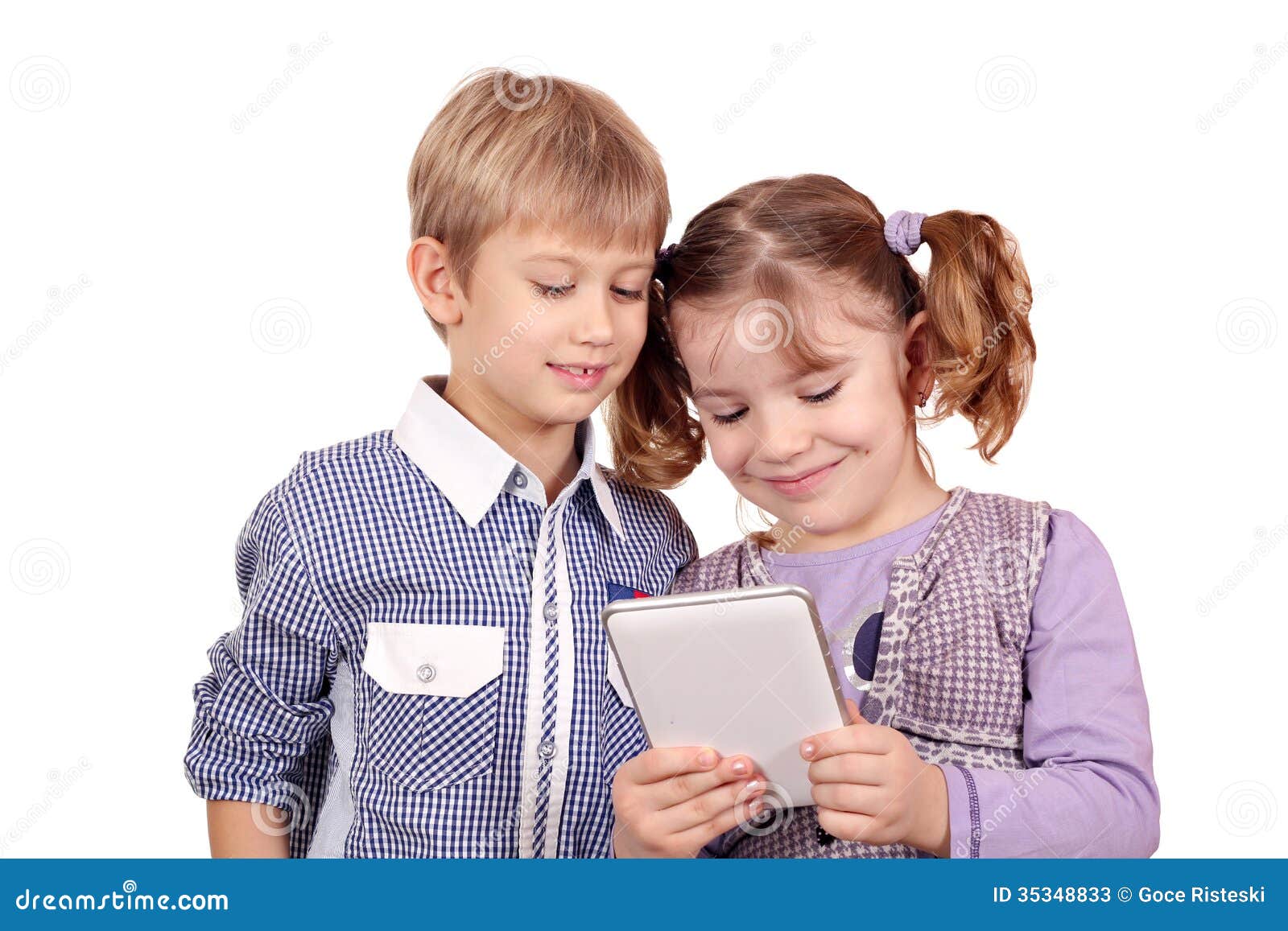 Children play with tablet stock image. Image of girl - 35348833