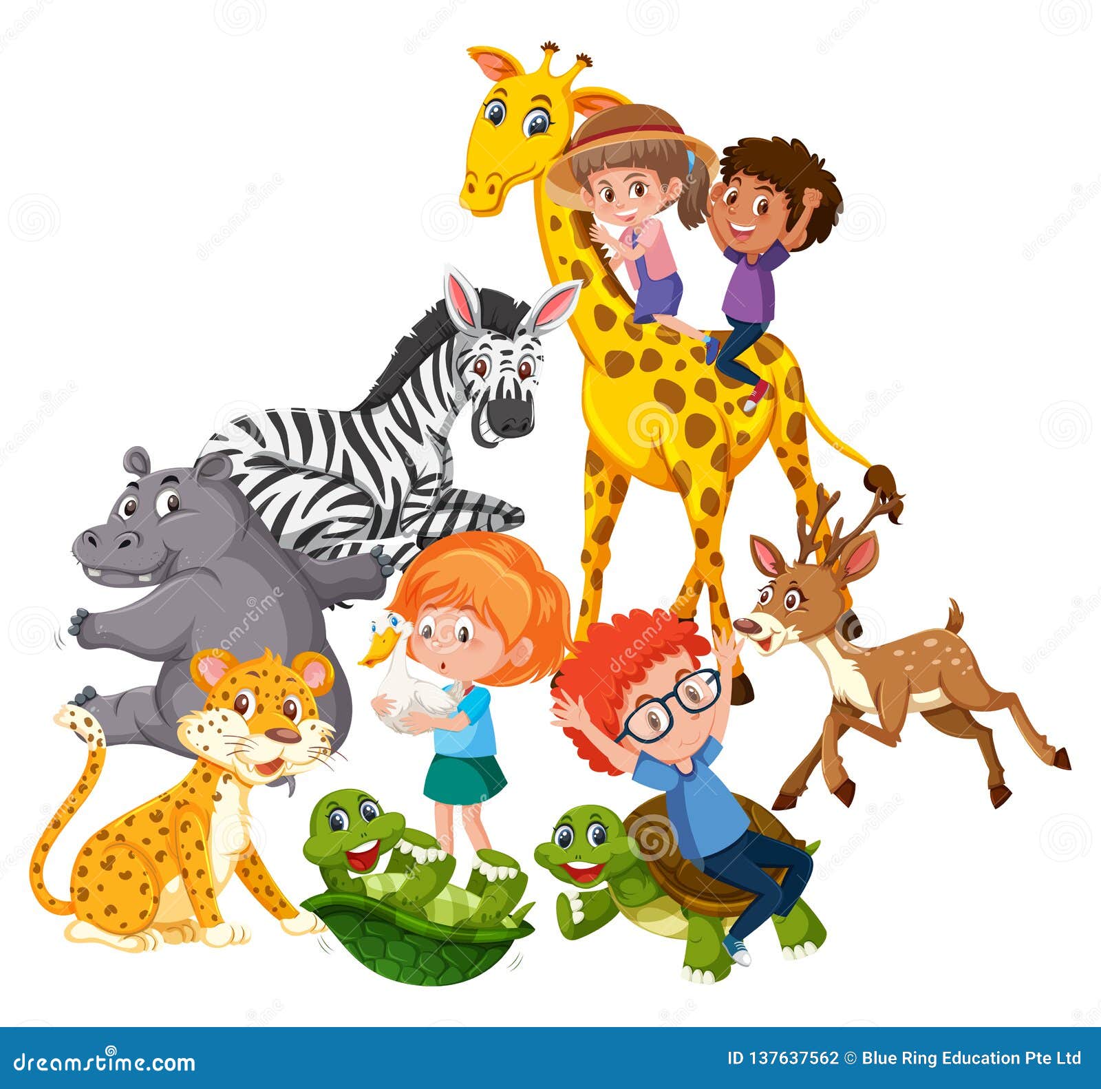 Children Play with Wild Animals Stock Vector - Illustration of wildlife ...