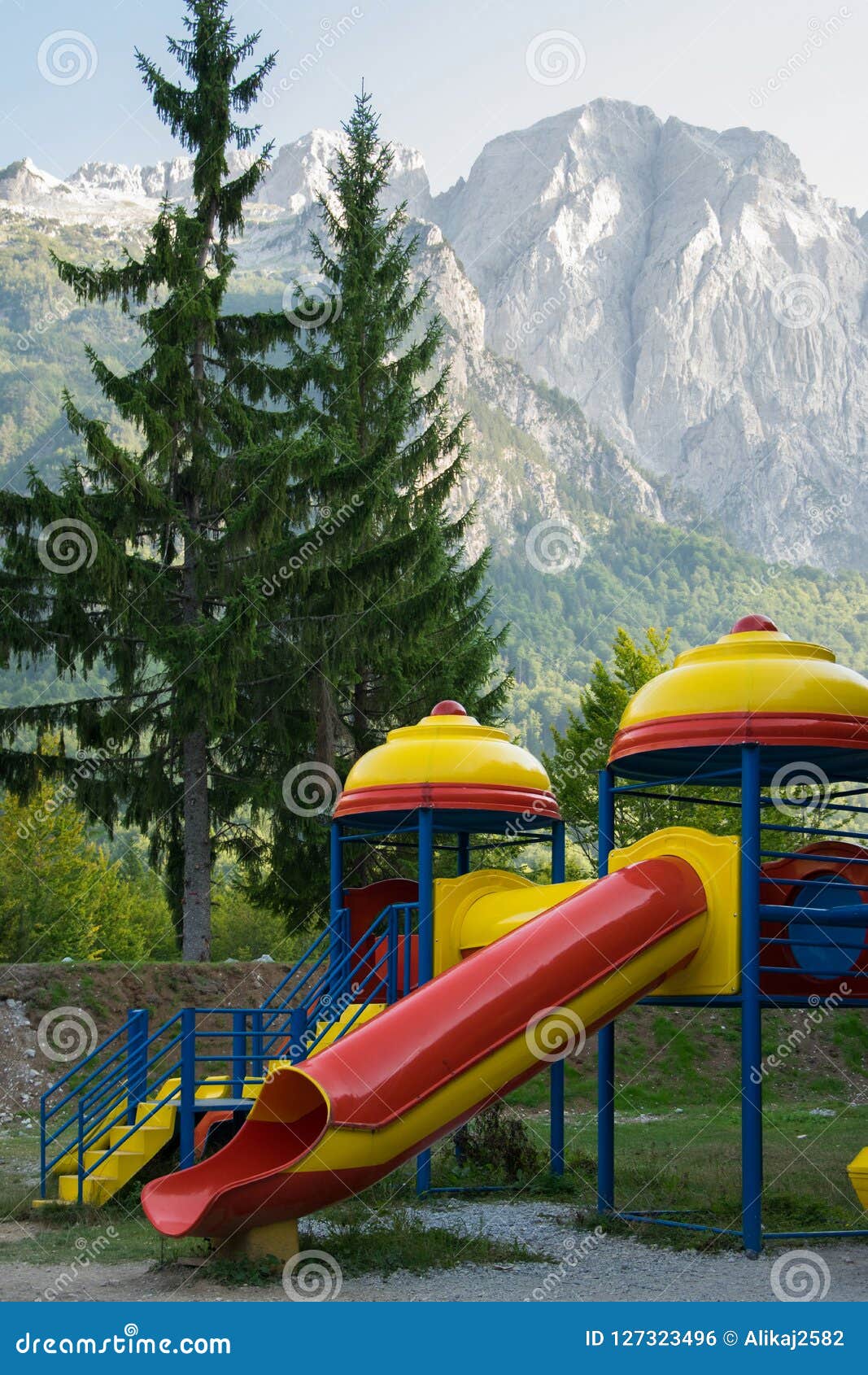 Children Playground in the Albanian Mountain Alps Stock Photo - Image ...