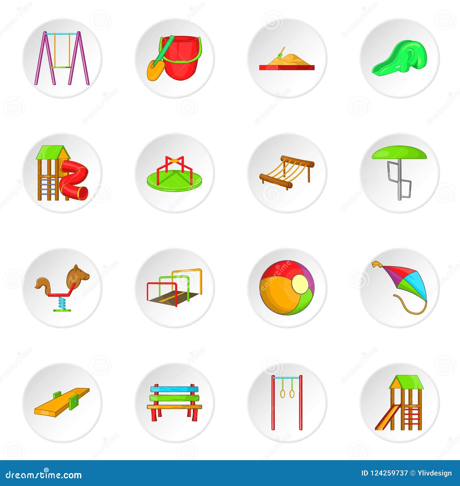 Children Playground Icons Set, Cartoon Style Stock Illustration ... Children Playground Icons Set, Cartoon Style Stock Illustration ...