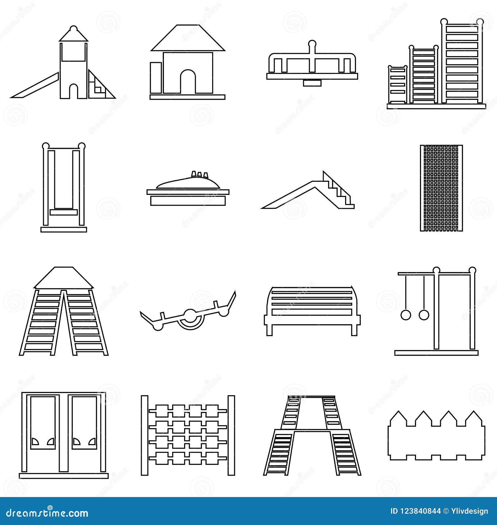 Children Playground Icons Set, Outline Style Stock Illustration ... Children Playground Icons Set, Outline Style Stock Illustration ...