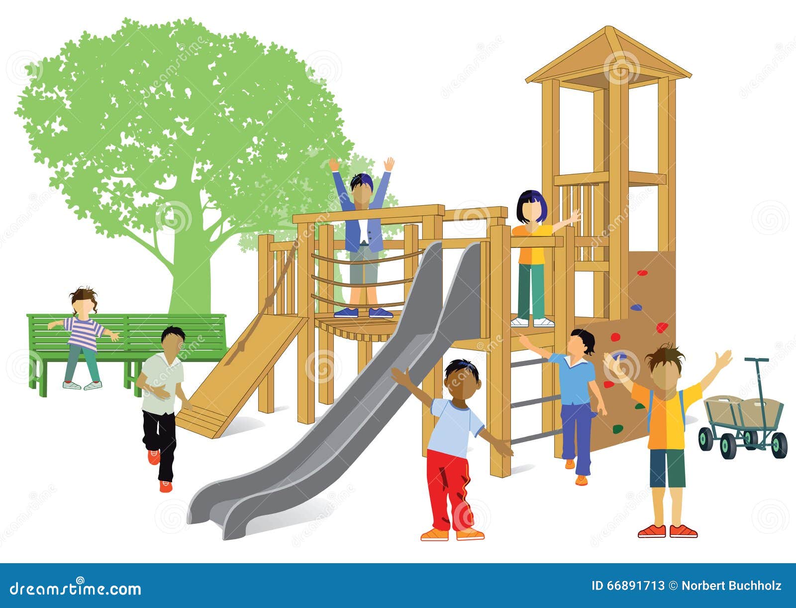 Children in playground stock illustration. Illustration of young - 66891713