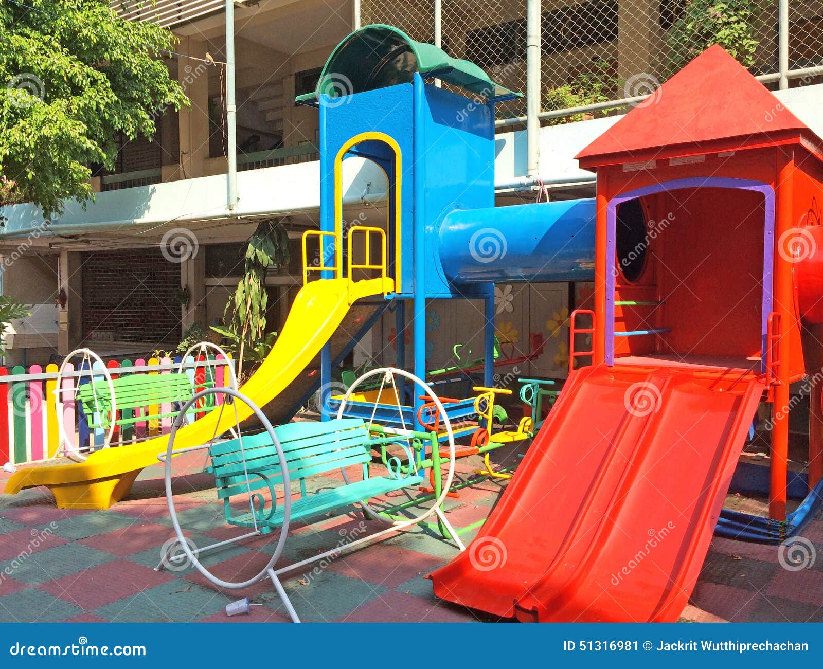 Children Playground in School Stock Image - Image of children, colorful ...