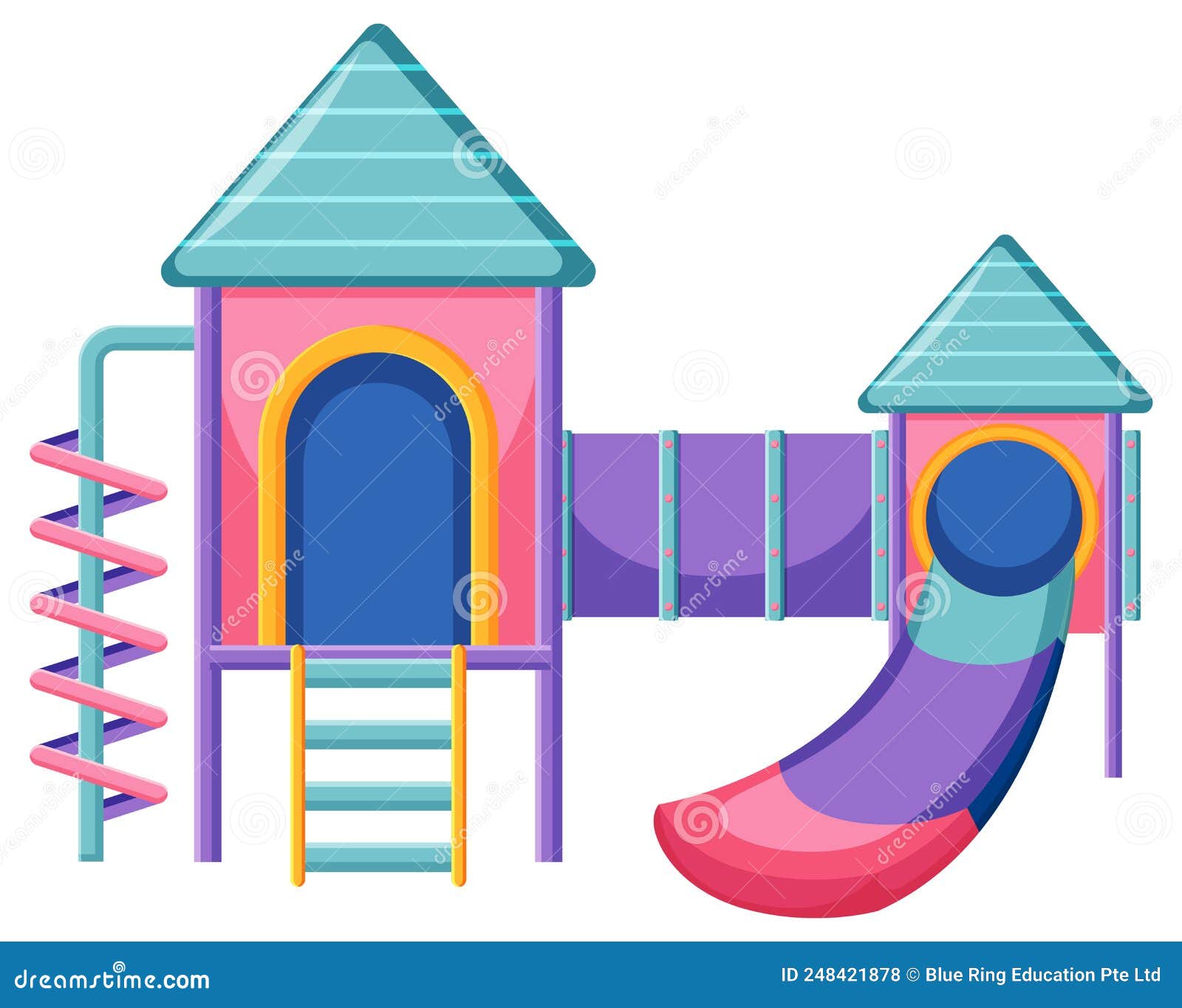A Children Playground Slide Set on White Background Stock Vector ...