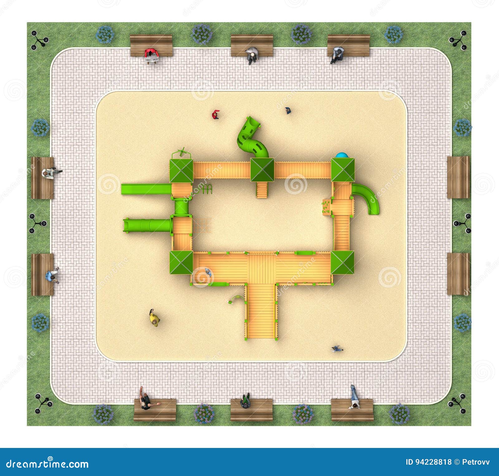 Children Playground Top View Stock Illustration - Illustration of game ...