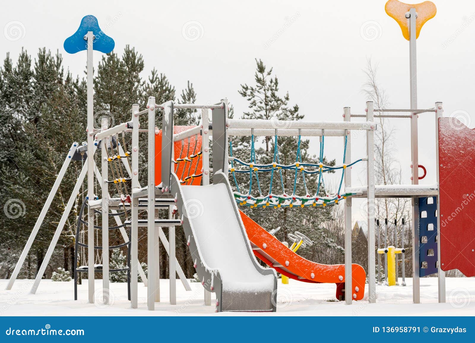 Children Playground in Winter Stock Image - Image of park, outdoors ...