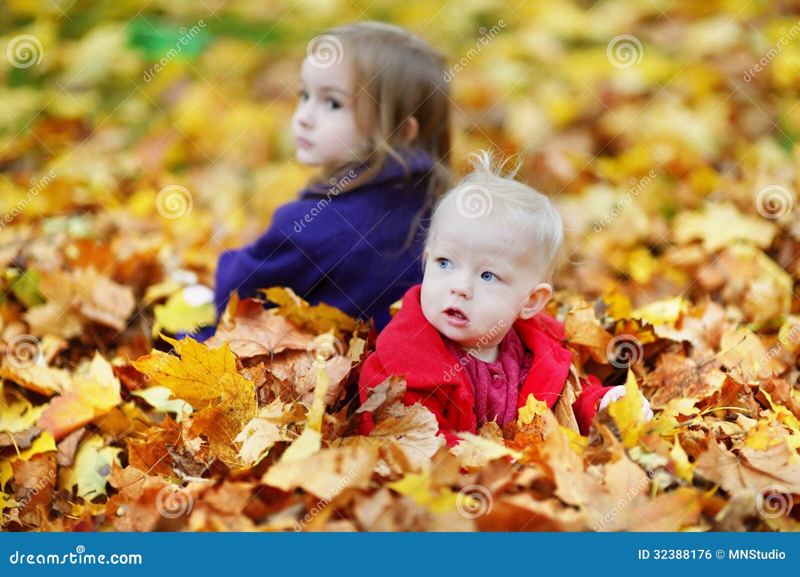 Children Playing on Autumn Day Stock Photo - Image of alley, late: 32388176