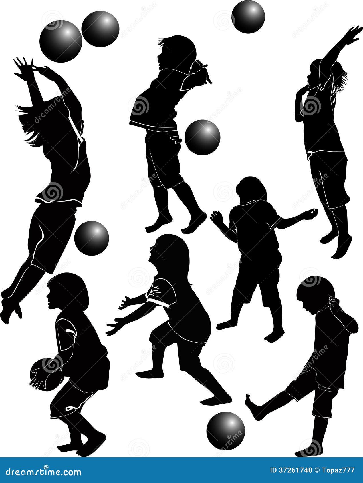 Children playing ball stock vector. Illustration of exercise - 37261740