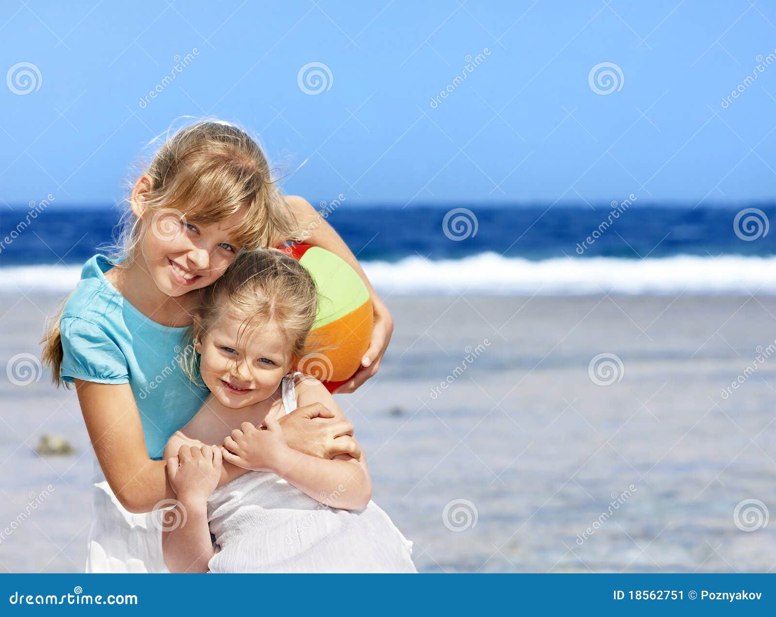 Children playing on beach. stock image. Image of together - 18562751