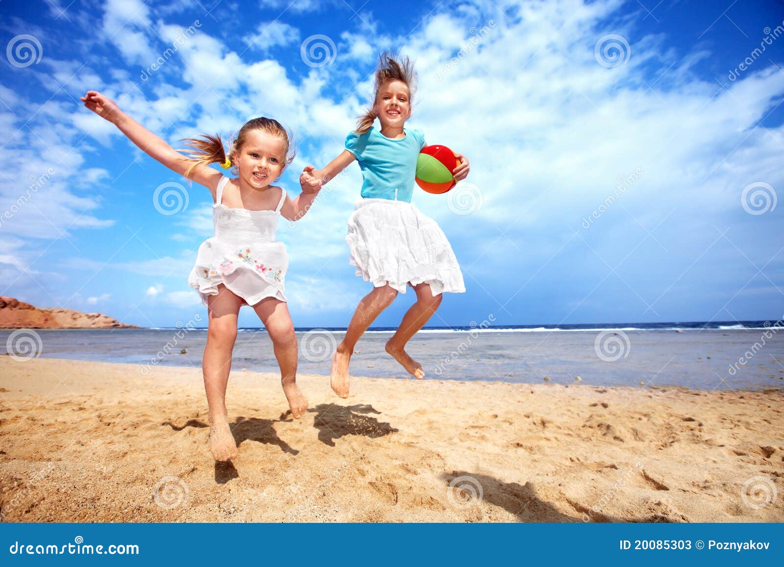 Children playing on beach. stock image. Image of jump - 20085303