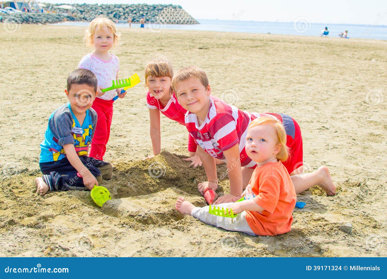 Children Playing at the Beach Stock Photo - Image of friendship, casual ...