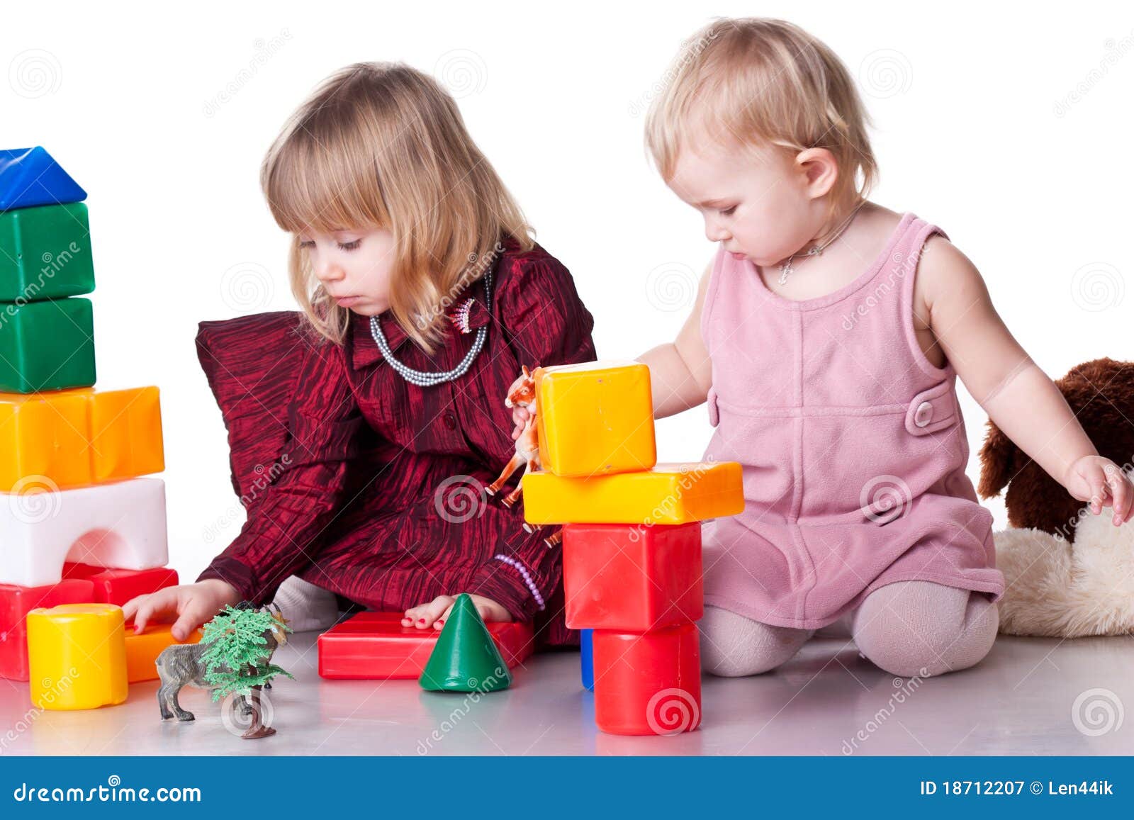Children Playing with Blocks Stock Image - Image of little, development ...
