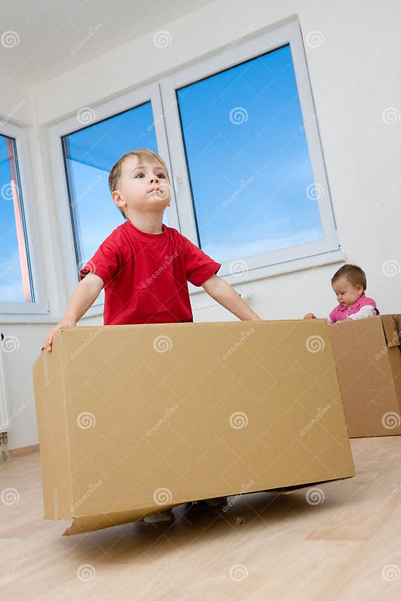 Children Playing with Boxes Stock Image - Image of packages, playing ...