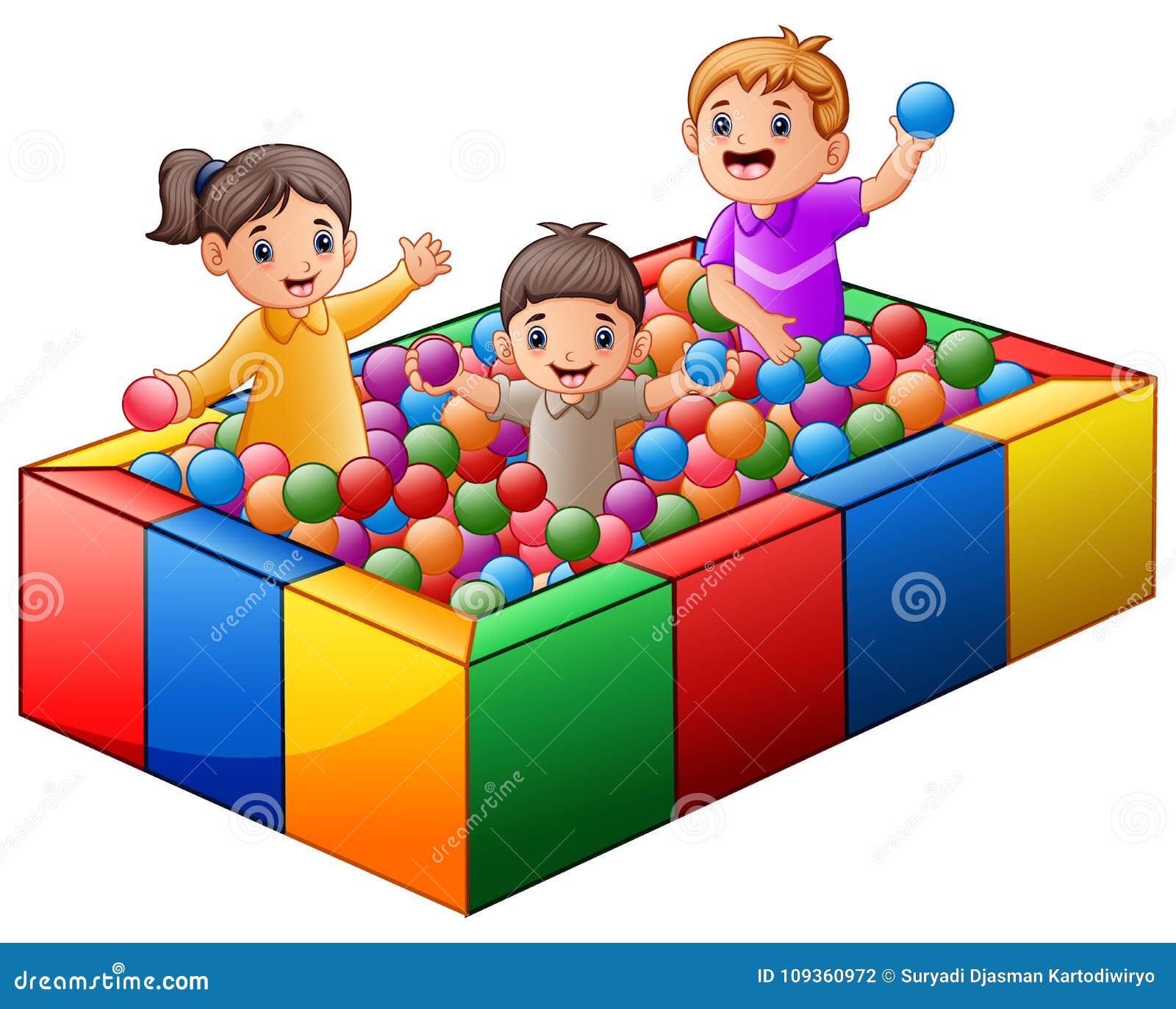 Children Playing on Colorful Balls Pool Stock Vector - Illustration of ...