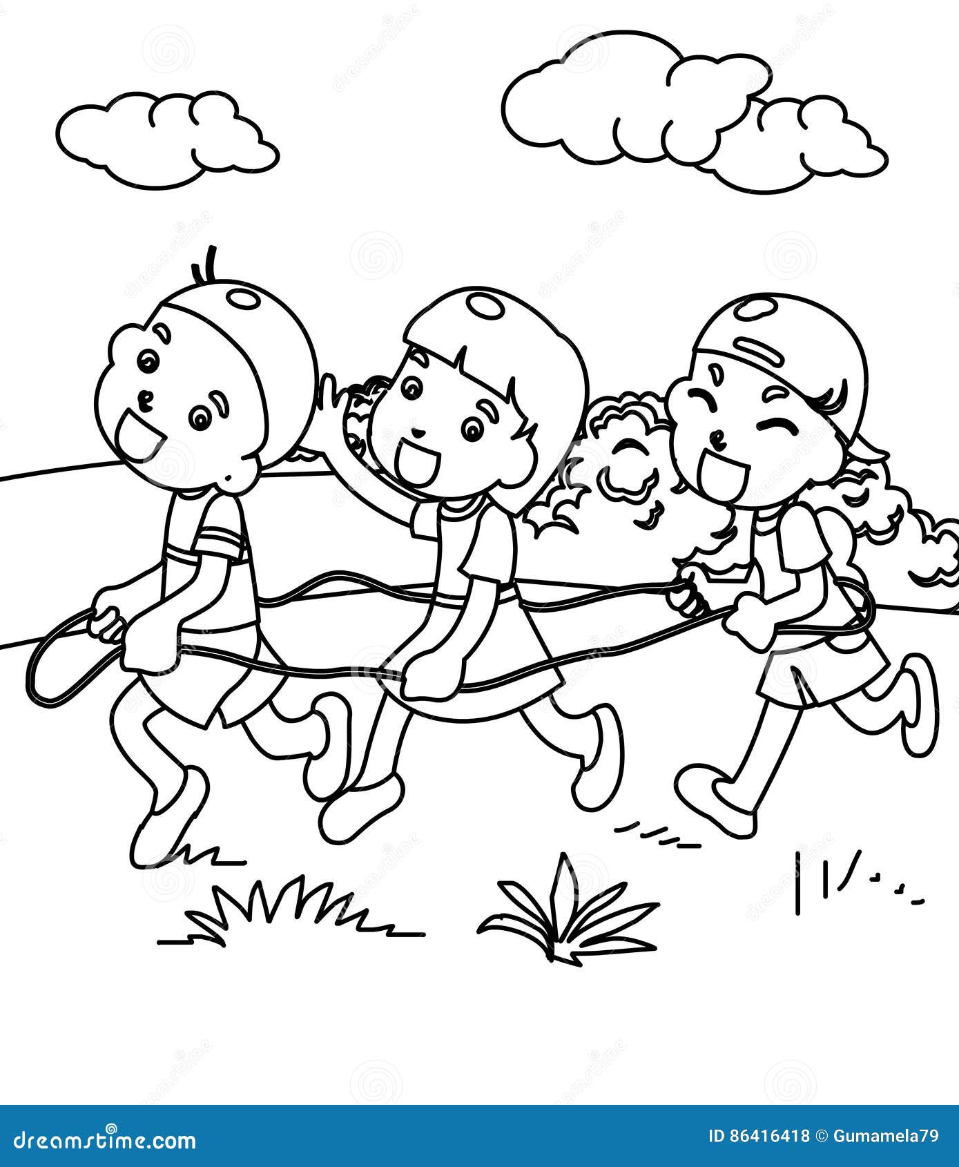 Children Playing Coloring Page Stock Illustration - Illustration of ...