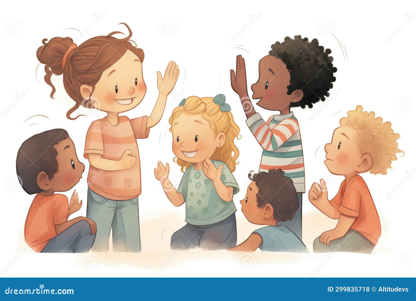 Children Playing and Communicating through Sign Language Stock Photo ...