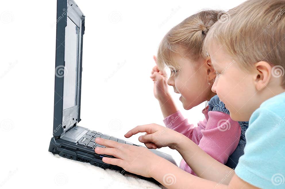 Children Playing Computer Games Stock Photo - Image of computer, pair ...