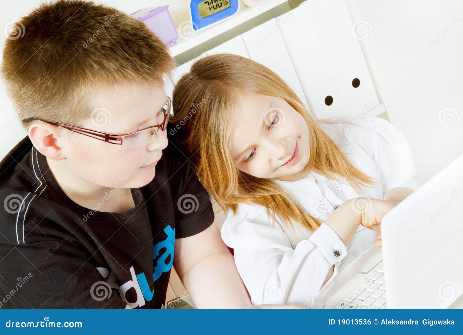 Children Playing Computer in Room Stock Photo - Image of girl ...
