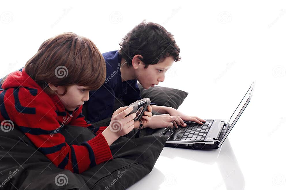 Children Playing Computer and Video Games Stock Photo - Image of ...